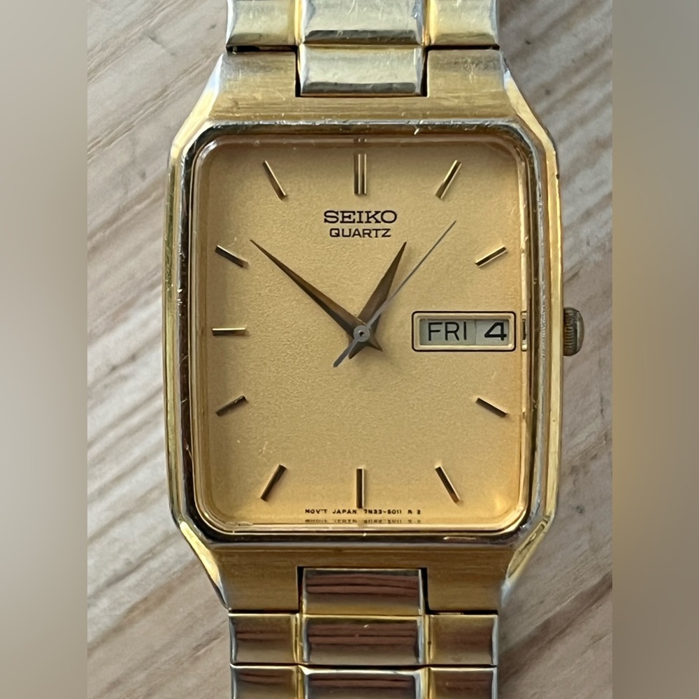 Seiko Rare Vintage Men’s Watch Gold-Tone Dial Case St… - Gem